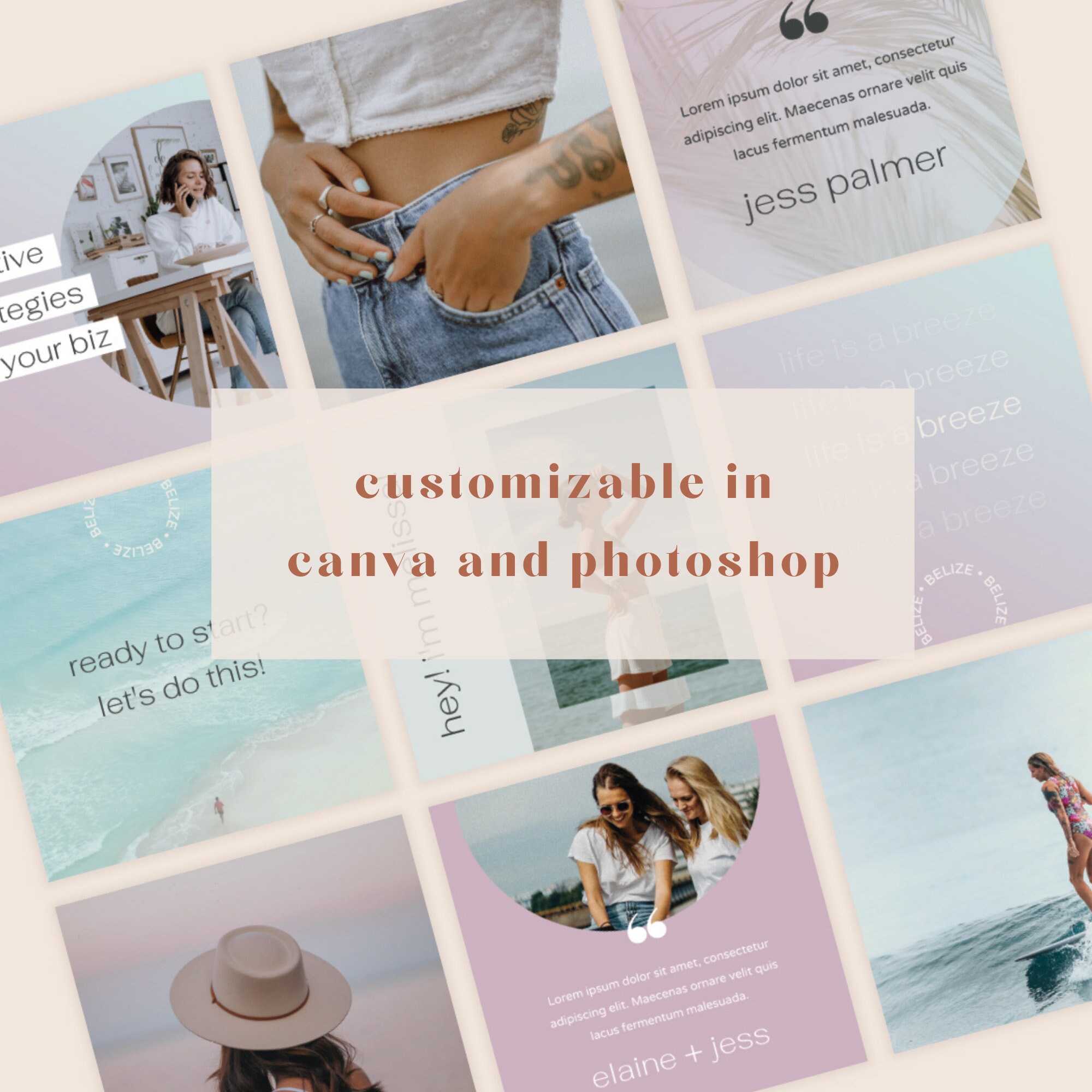 Instagram Social Media Template Kit for Canva and Photoshop | Etsy