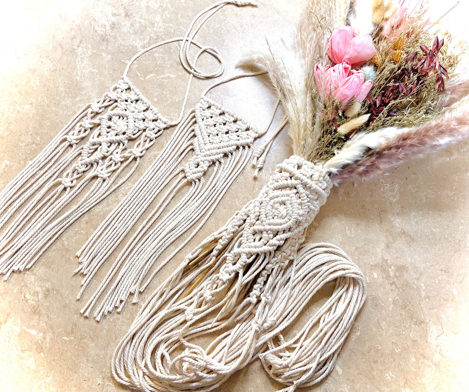 Bridesmaids Bridal Macrame Bouquet Wrap / 23 Colors / Boho - Etsy