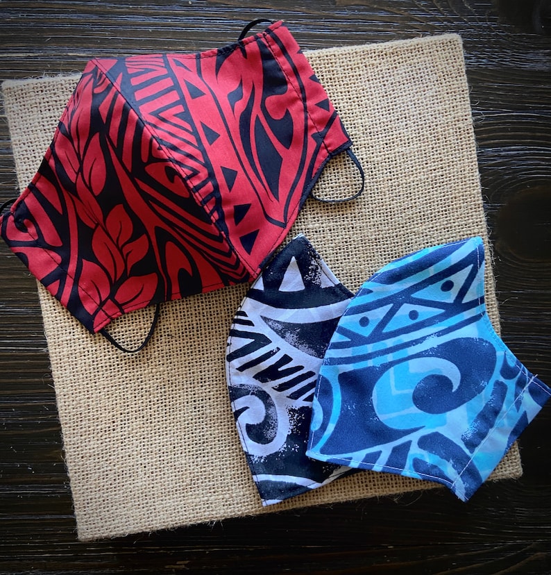 Polynesian Native Print Mask red/blue/blackwhite | Etsy