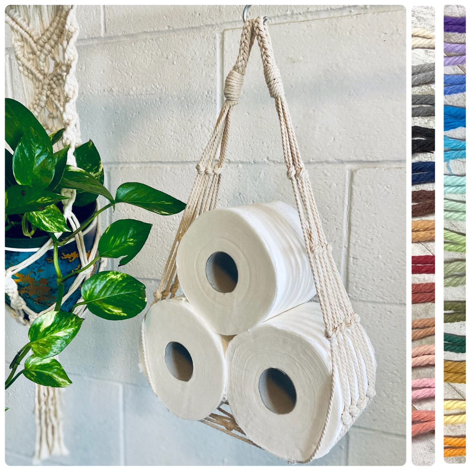 Macrame Toilet Paper Hammock / 27 Colors Available / Toilet - Etsy
