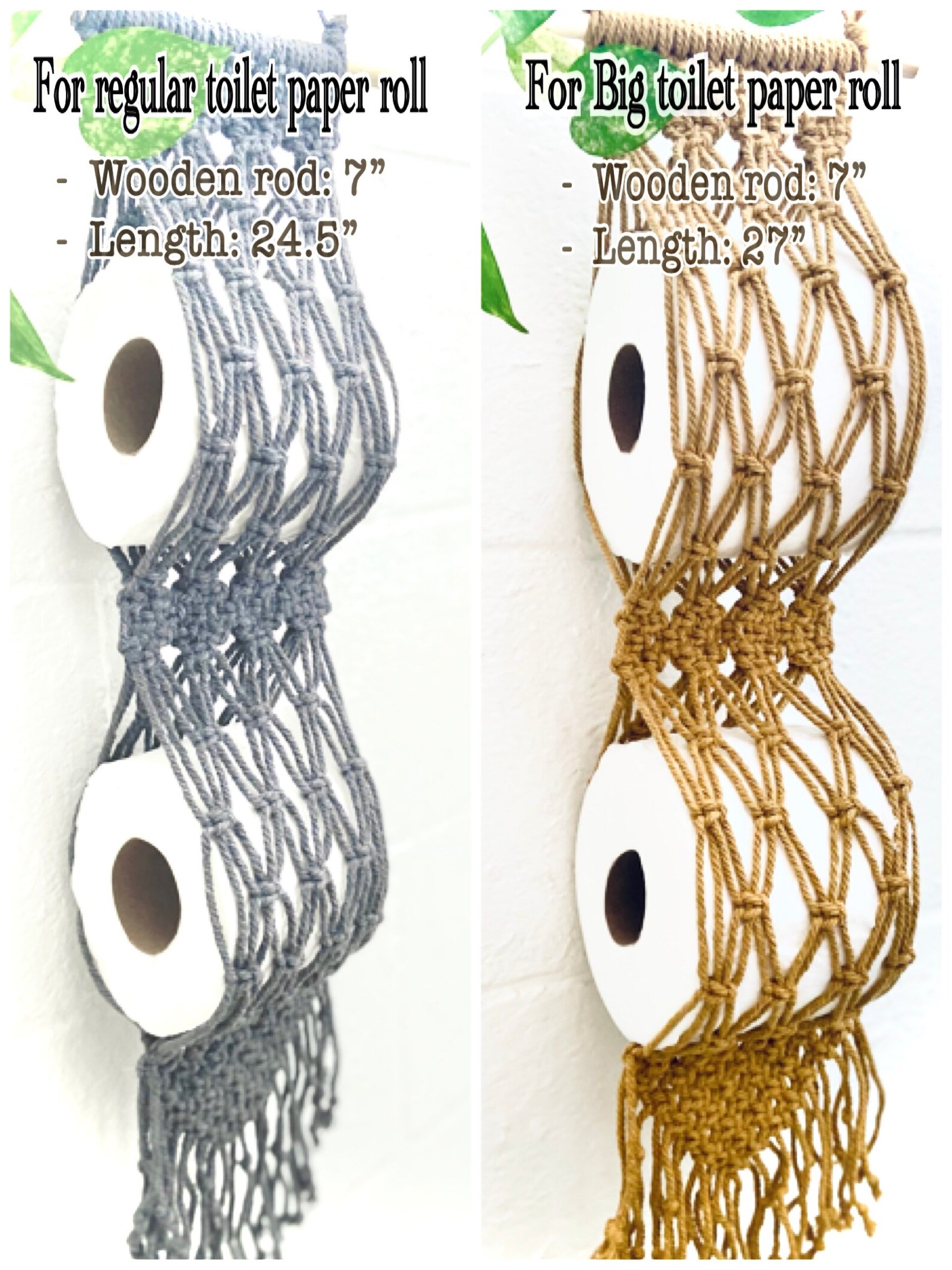Macrame Hanging Toilet Paper Roll Holder / 11 Colors / Toilet - Etsy
