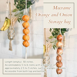 Macrame Garlic Lemon Orange Onion Hanging Bag / Macrame Fruit Storage ...