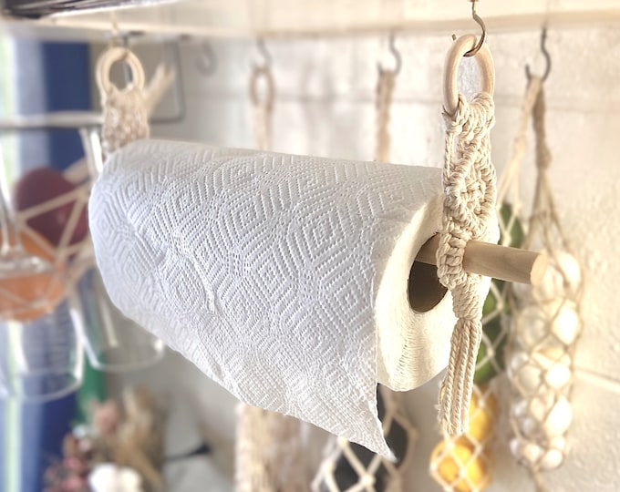 Boho Paper Towel Holder / Macrame Paper Towel Hanger / Paper Napkin ...
