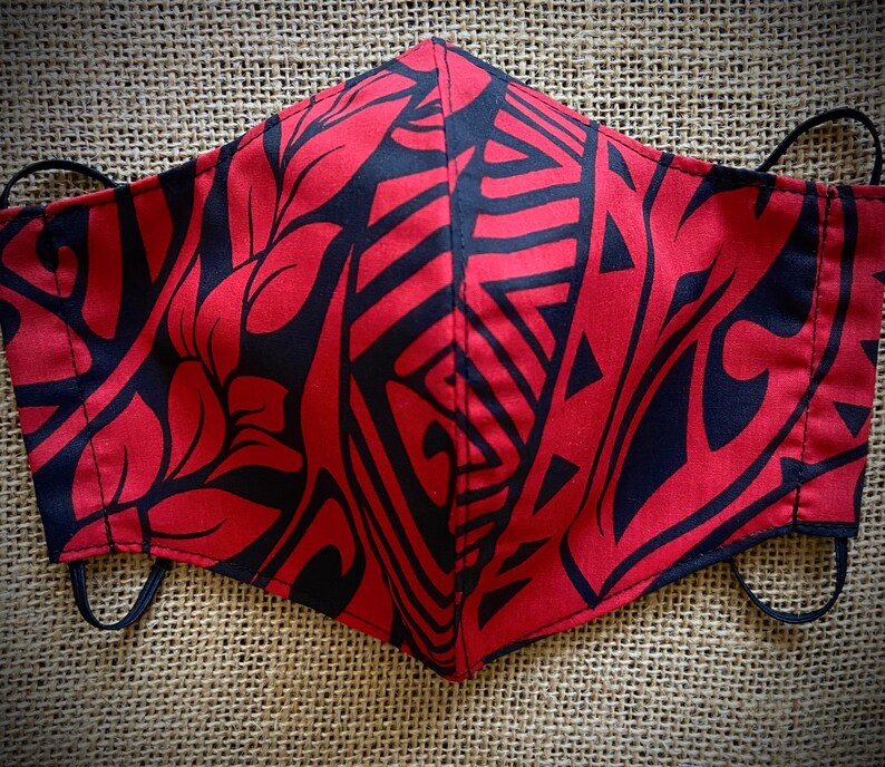 Polynesian Native Print Mask red/blue/blackwhite | Etsy