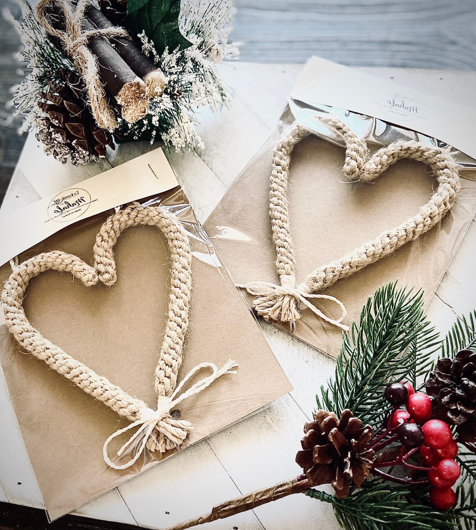 Macrame Candy Cane Ornament / Cotton, Hemp Rope / Macrame Christmas ...