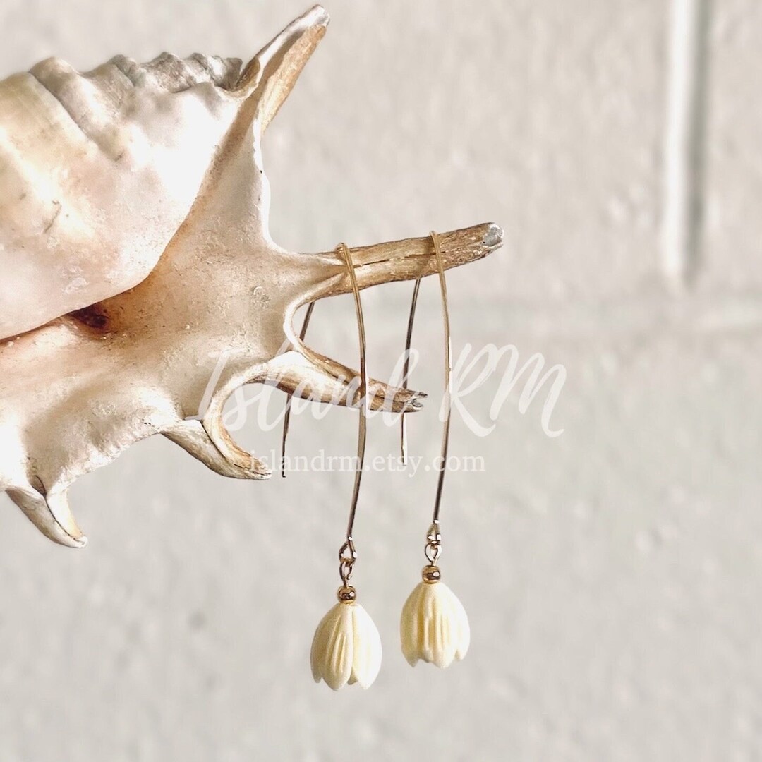 Pikake Earrings / 14K Plated / Jasmine Flower / Hawaiian Jewelry - Etsy