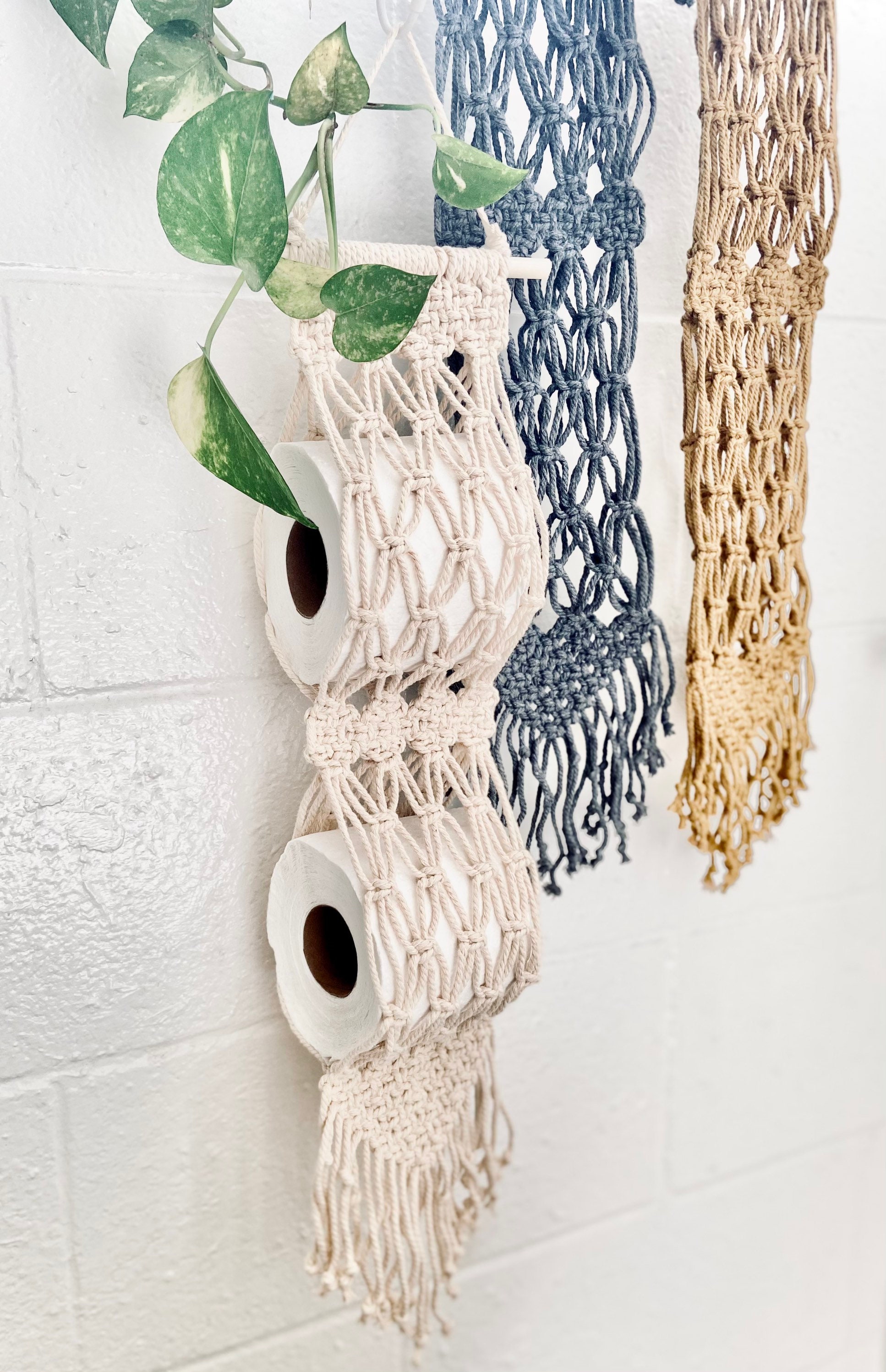 Macrame Hanging Toilet Paper Roll Holder / 11 Colors / Toilet - Etsy