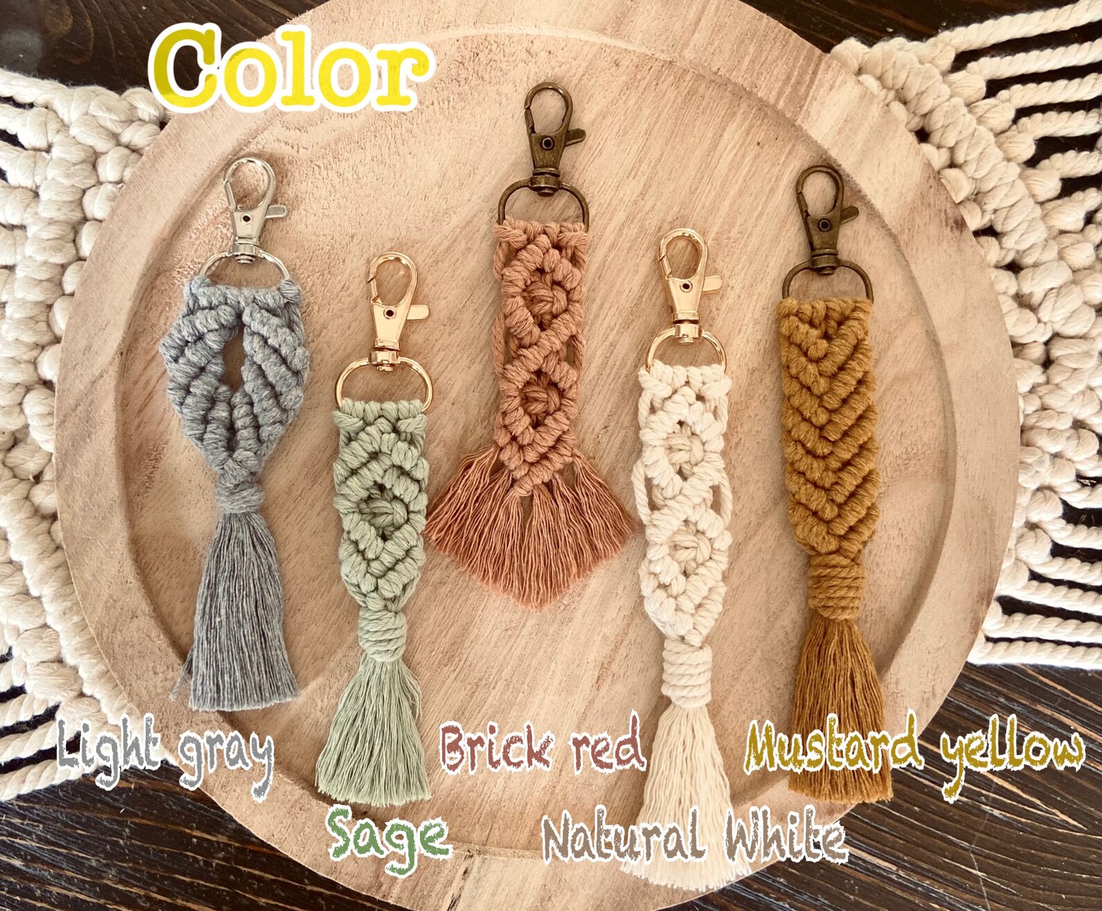 27 Colors / Macrame Keychain / Macrame Charm / Boho Style / Bridesmaid ...