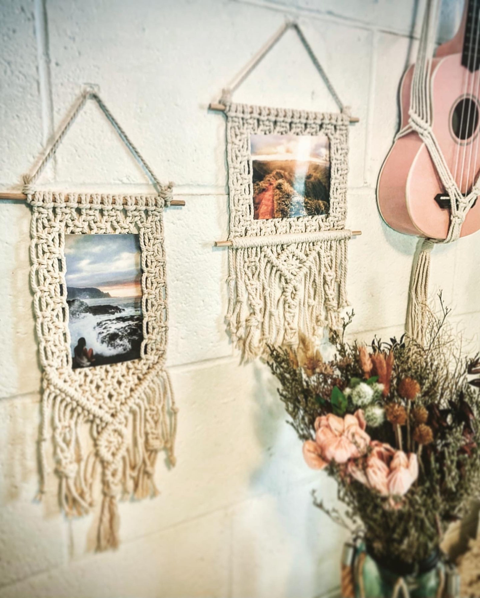 Macrame Photo Frame (4×6 , 5×7, 8×10inch）/macrame Wall Hanging Tapestry ...