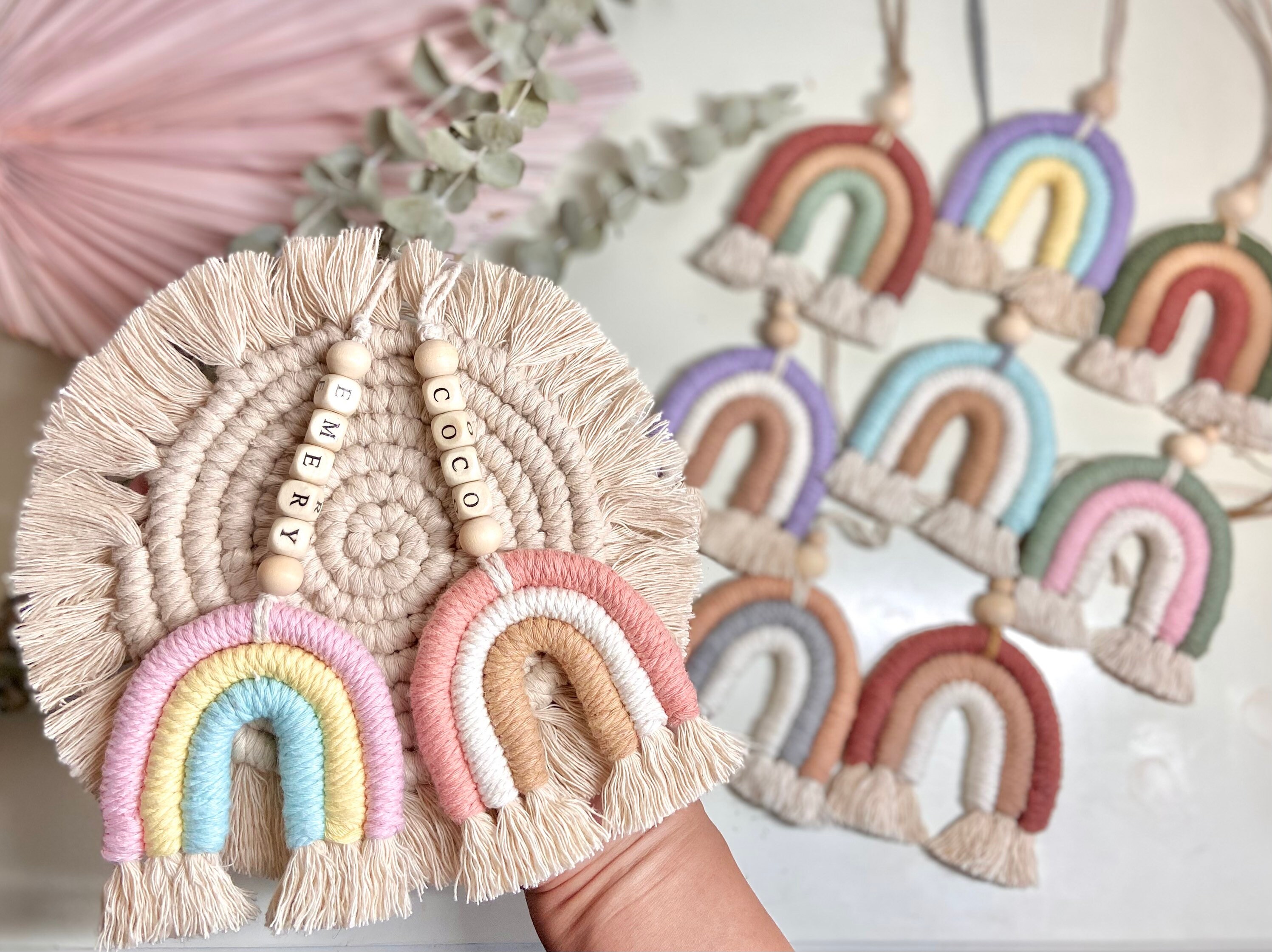 Personalised Macrame Rainbow / Macrame Rainbow Car Charm / Custom ...