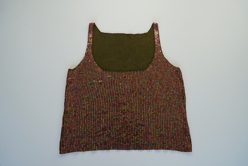 90's Y2K Square Neck Low Cut Sequin Party Top. Khaki Green - Etsy