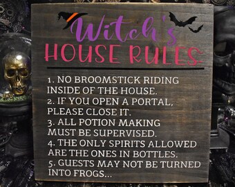 Witch's House Rules Sign Printable | Boho Home Decor | Witchy ...