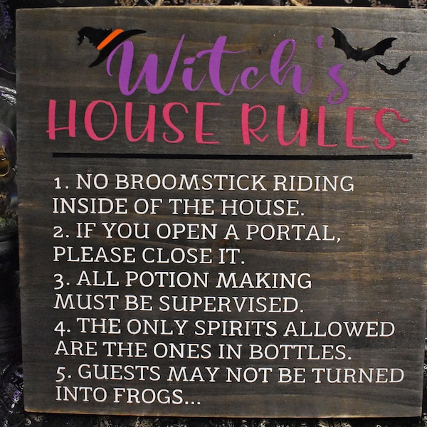 Rules of the House Witch Sign - Etsy