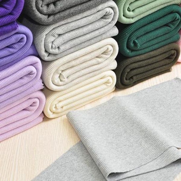 Rib Knit Fabric by the Yard Ribbed Jersey Stretchy Soft Polyester ...