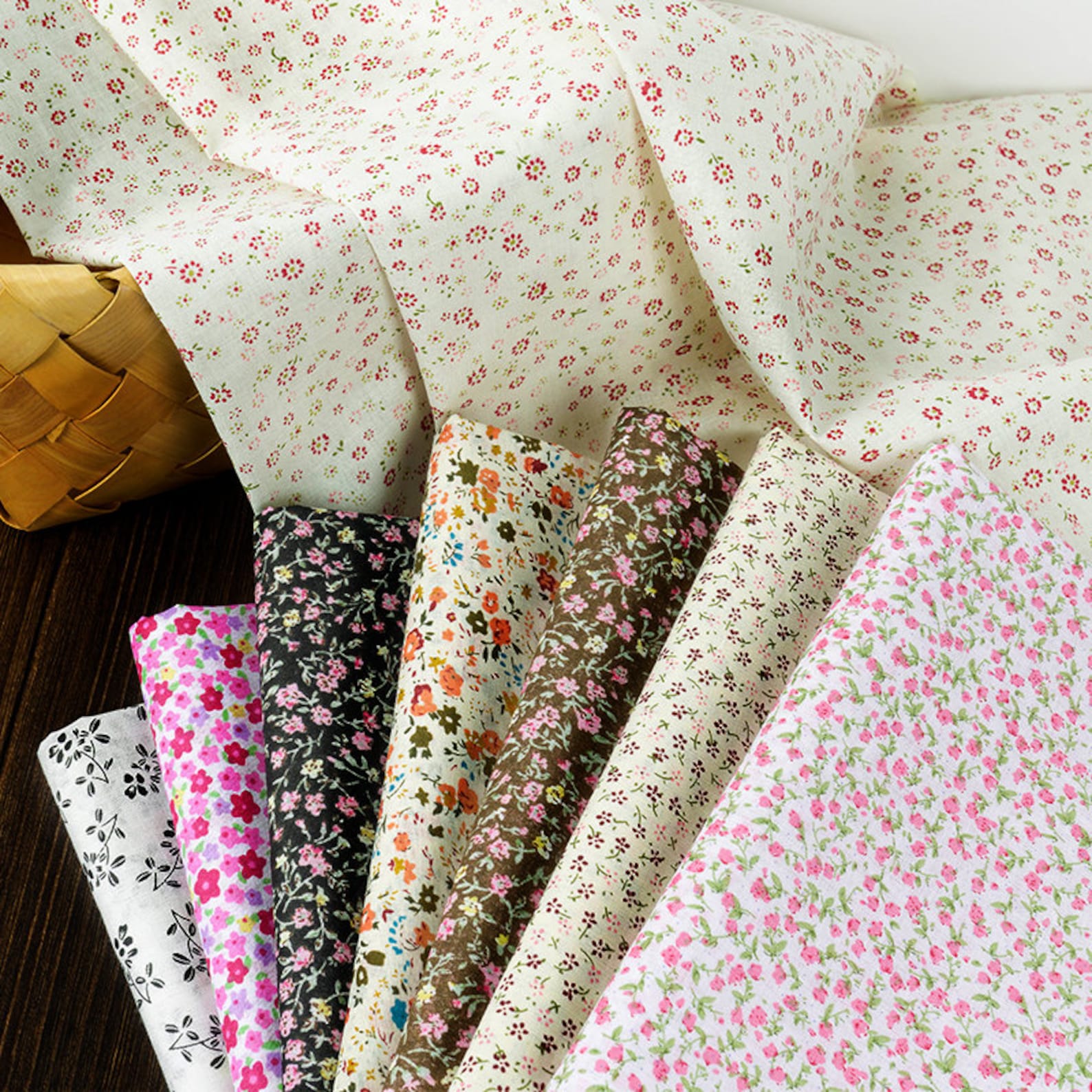 Little Floral Cotton, Shabby Flower Cotton Fabric, 100% Cotton Fabric ...