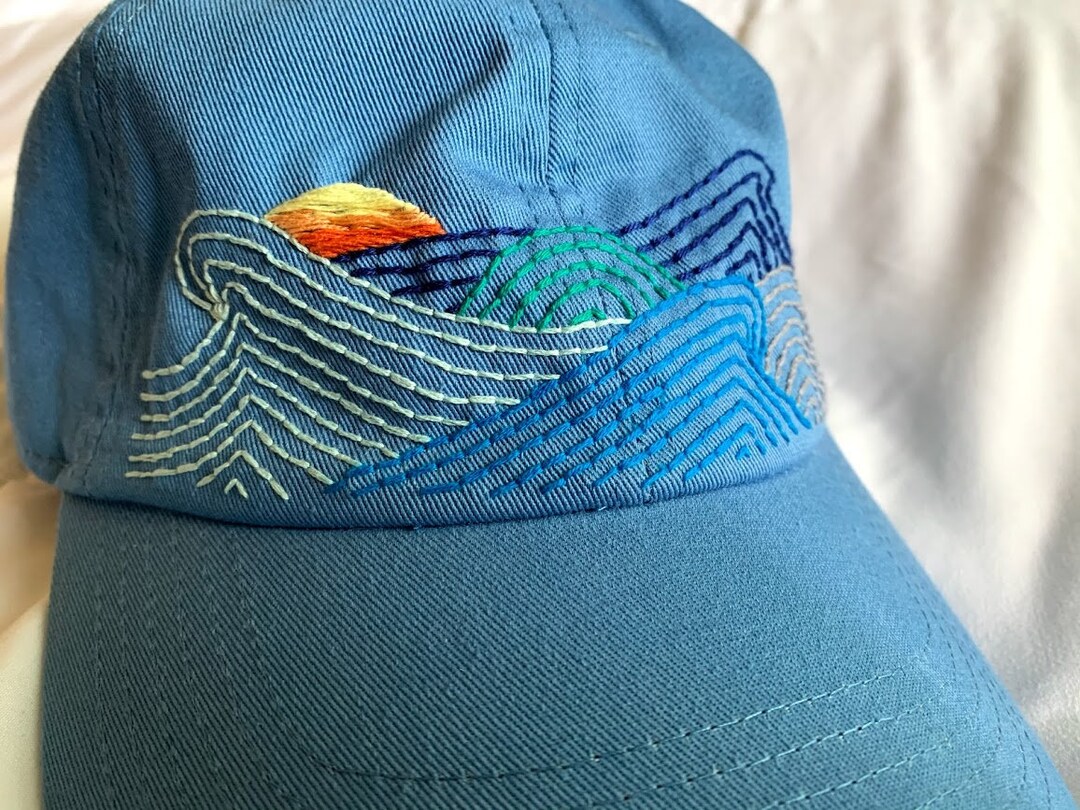 Beach Waves Embroidery Hat - Etsy