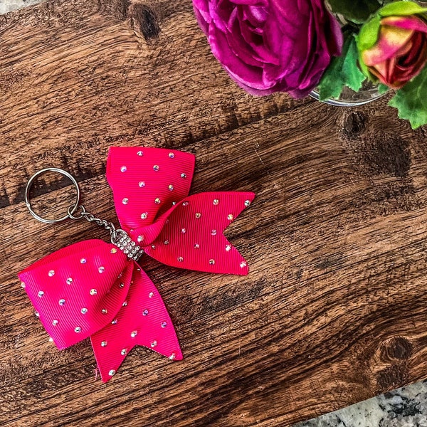 Hot Pink Bow Keychain - Etsy