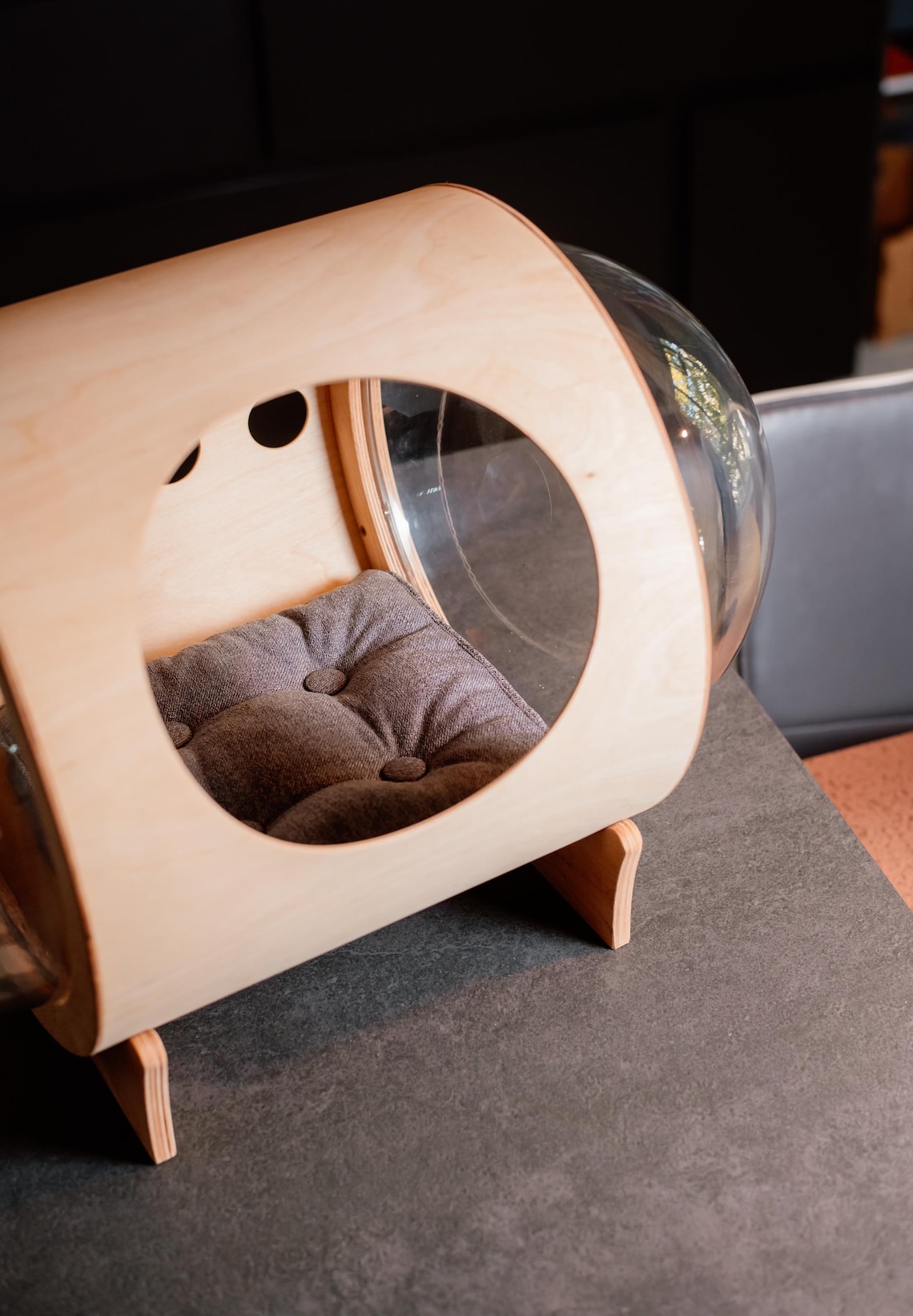 Modern Wooden Cat House With Acrylic Panoramic Spheres – A Stylish ...