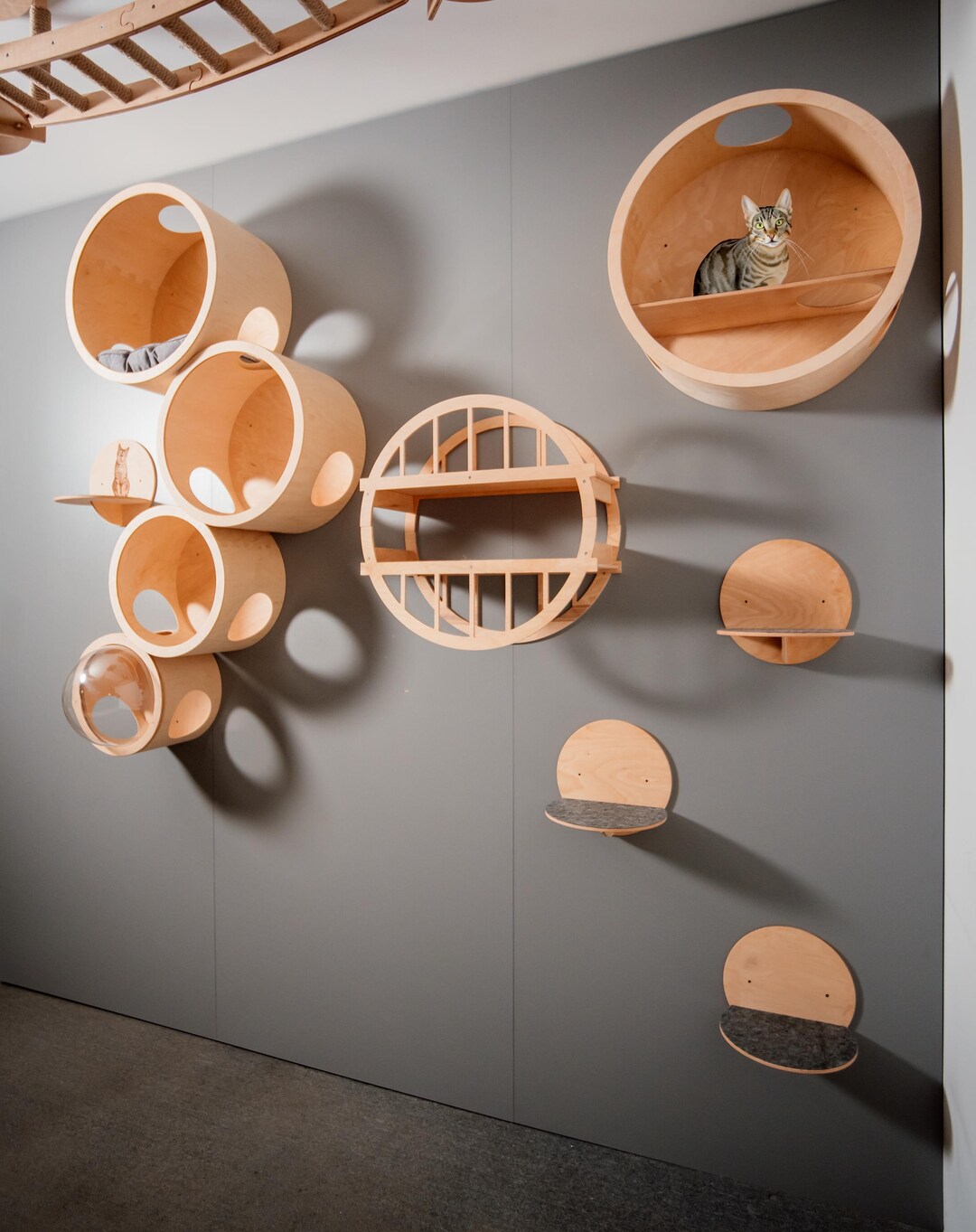 Wall Mounted Wooden Cat Bridge, Modern Cat Furniture - Etsy