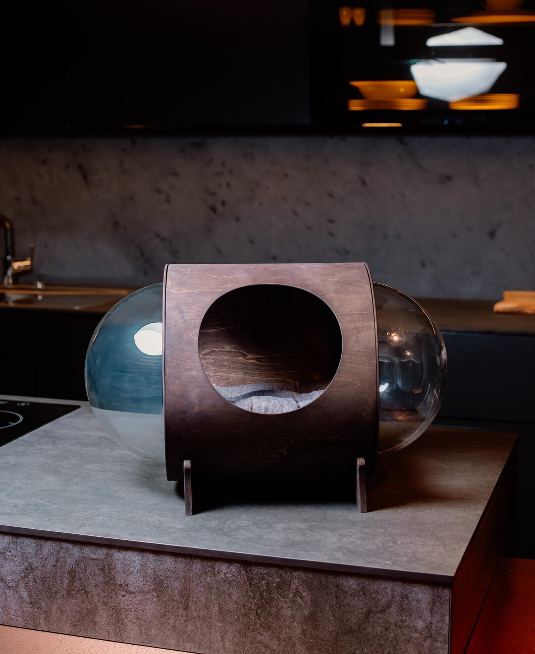 Modern Wooden Cat House With Acrylic Panoramic Spheres – A Stylish ...