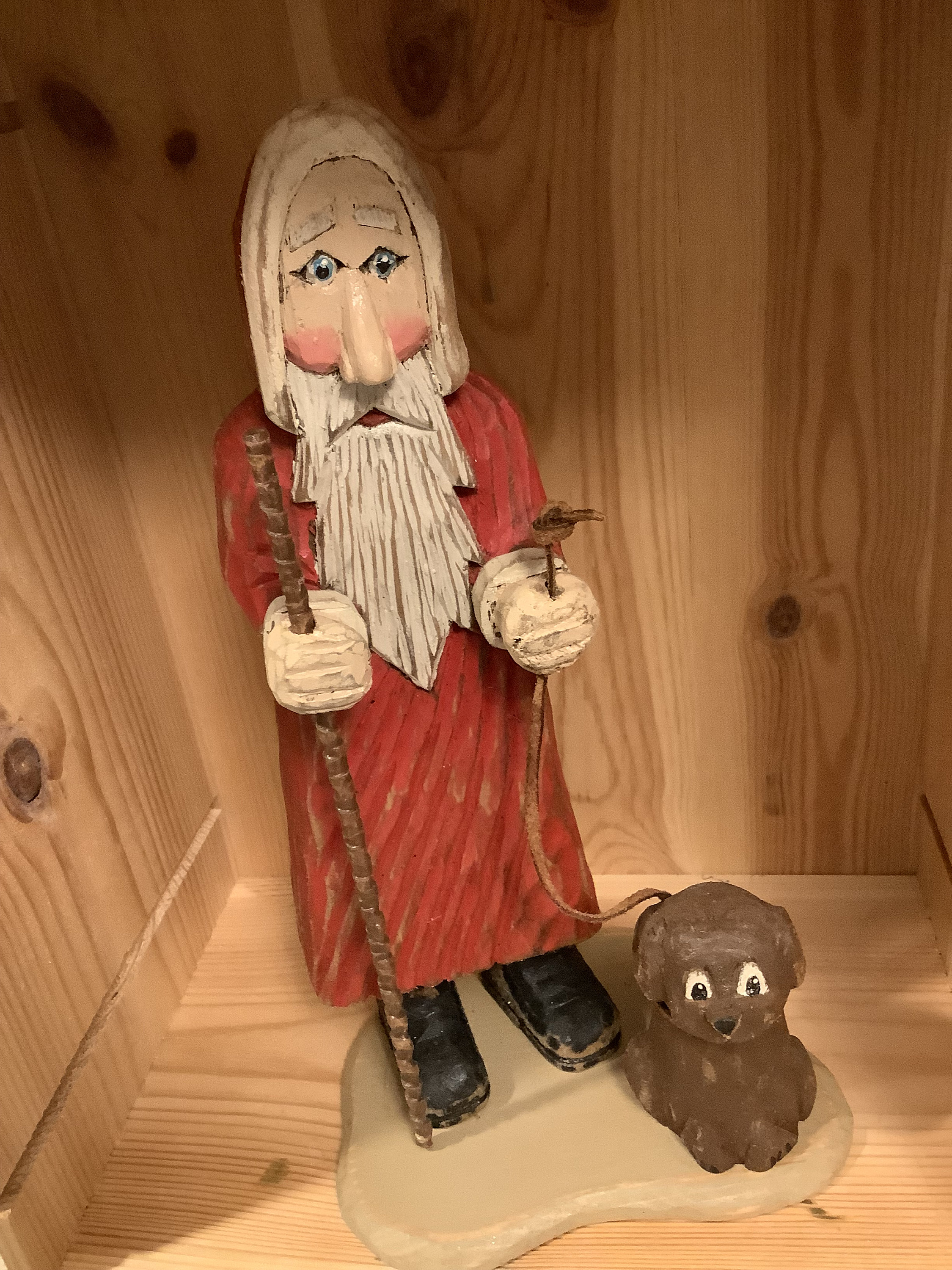 Wood Carved Puppy With a Carved Figurine All Hand Carved by Carved ...