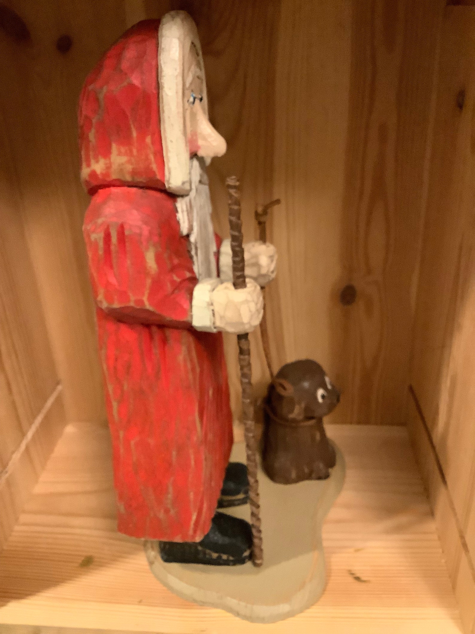 Wood Carved Puppy With a Carved Figurine All Hand Carved by Carved ...