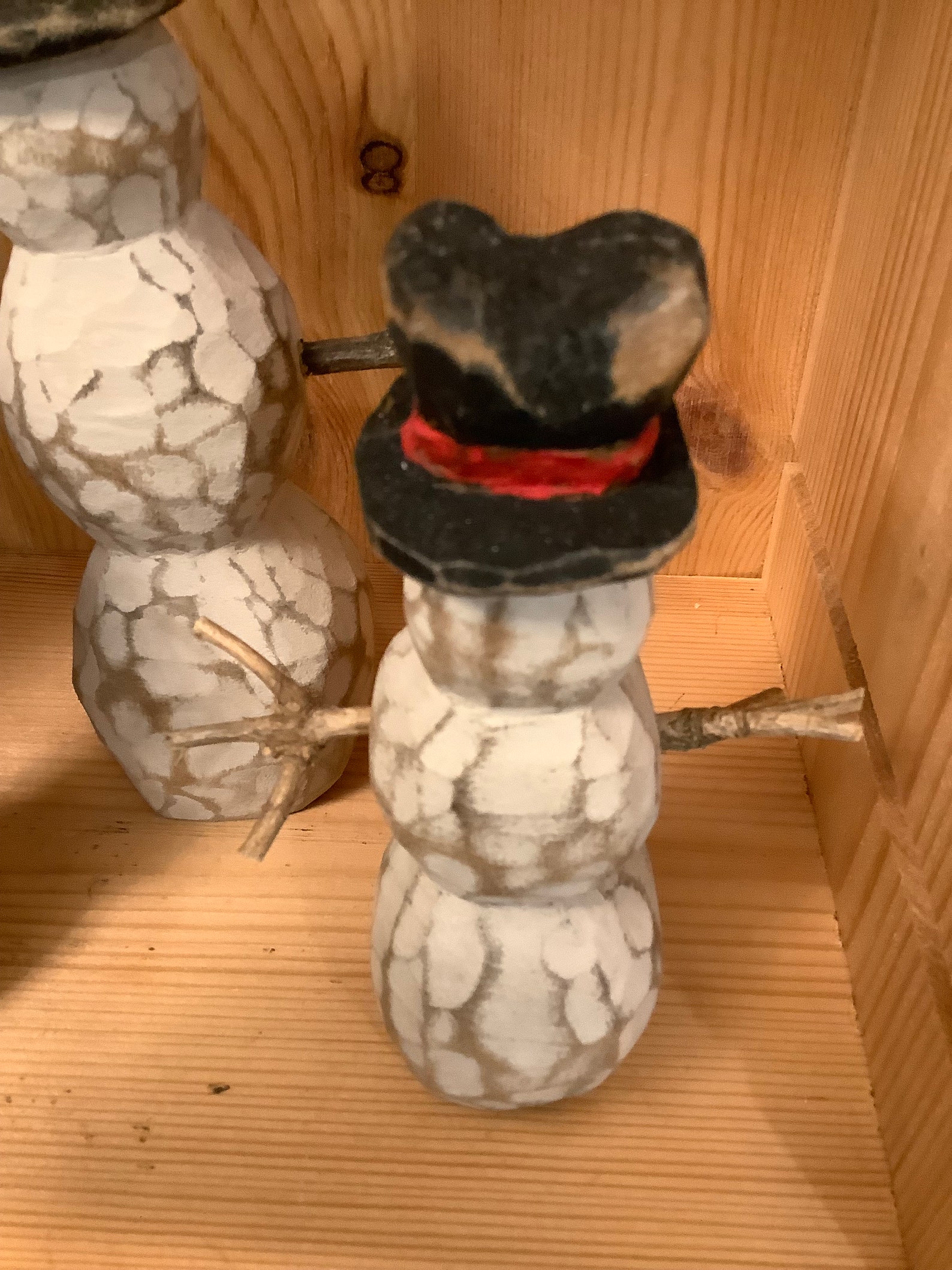 Wood Hand Carved Snowmen, Set of 3 All Hand Carved by Carved Santas by ...