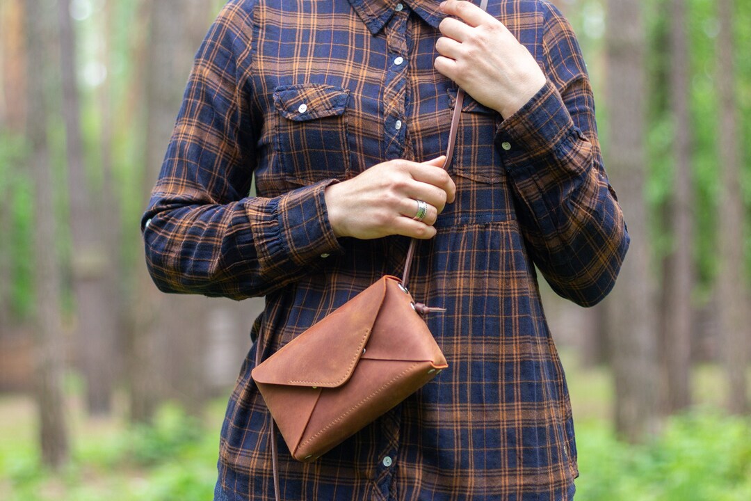 Leather Crossbody Box Bag: Small Tan Purse - Etsy