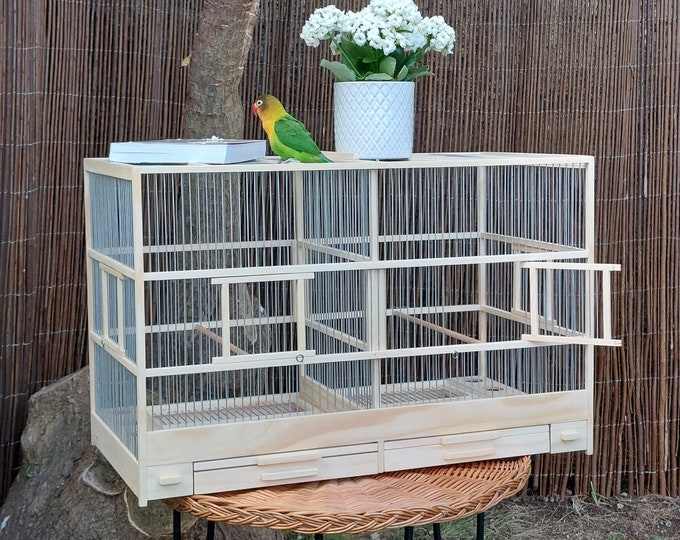 Large Rectangular Bird Cage Full Handmade / Wood Bird Cage / Decorative ...