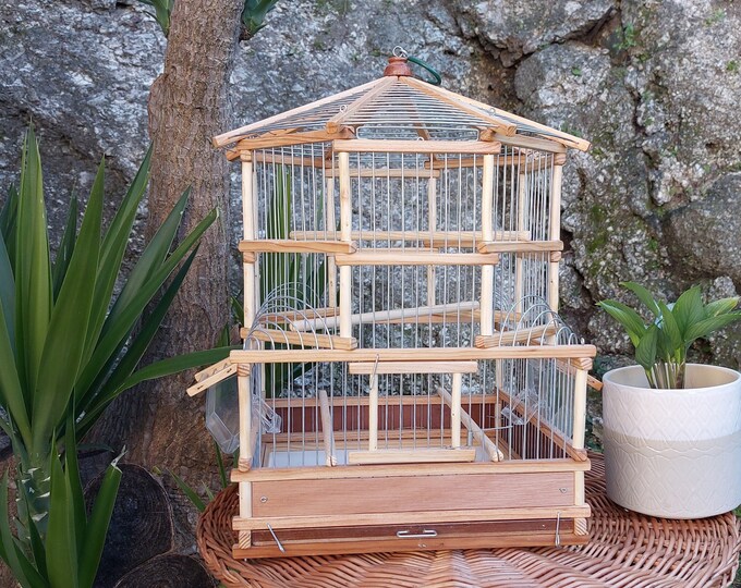 Handmade Bird Cage / Wooden Bird Cage Bamboo / Canary Cage / - Etsy