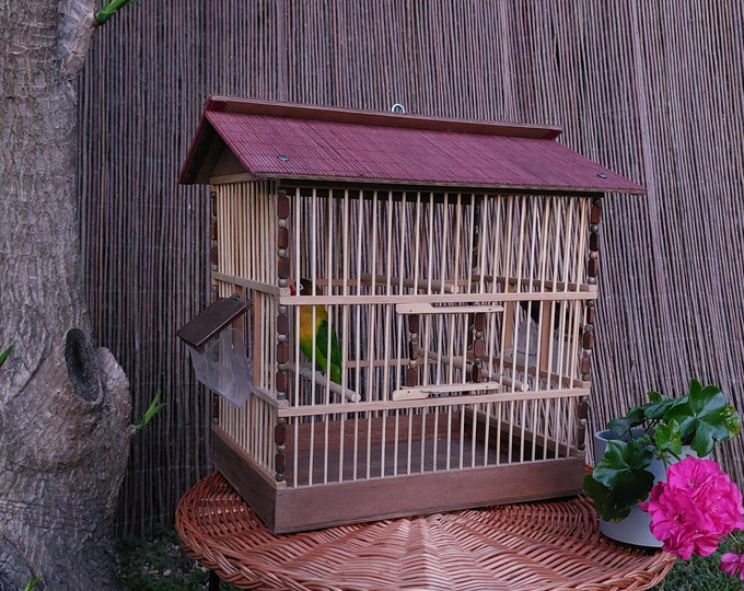 Handmade Bird Cage / Wooden Bird Cage Bamboo / Canary Cage / - Etsy