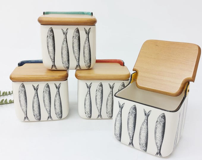 Ceramic Salt Cellar Sardines / Salt Shaker / Salt Container / Salt ...