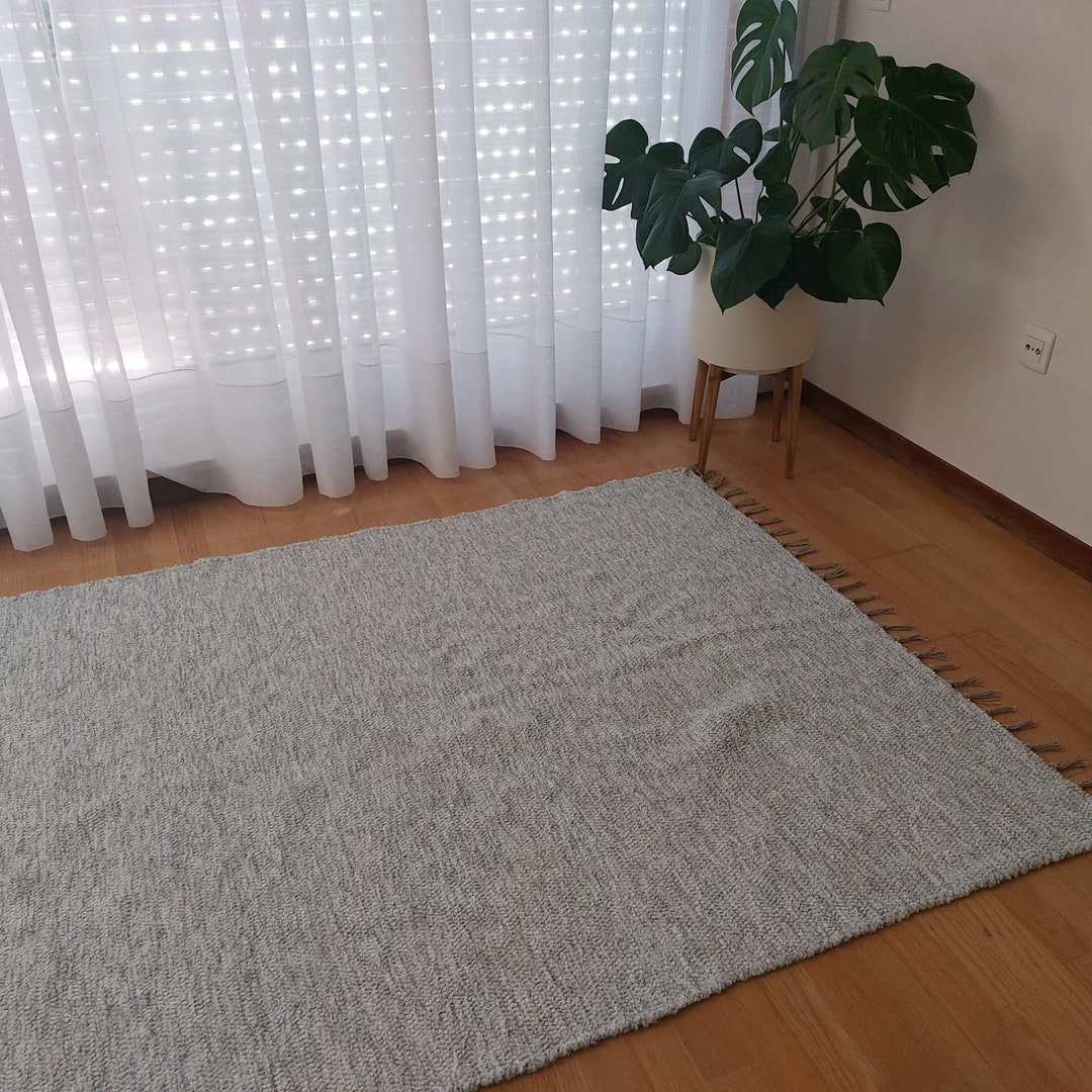 Mixed White and Grey Rug 100x150cm / Area Rugs / Minimalist Rug ...