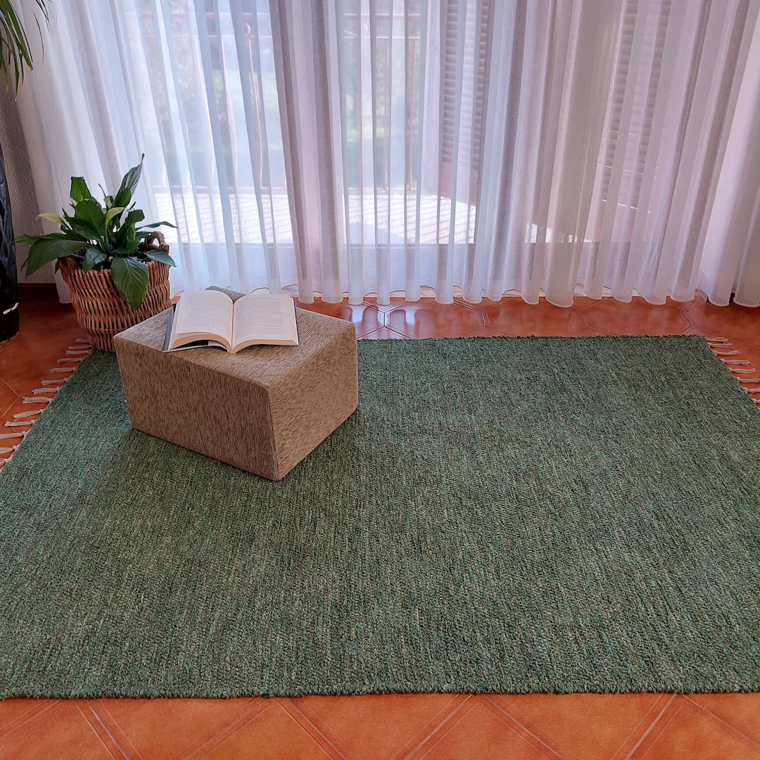 Pine Green Rug 100x150cm / Small Area Rug / Bedside Rug / Rag Rug ...