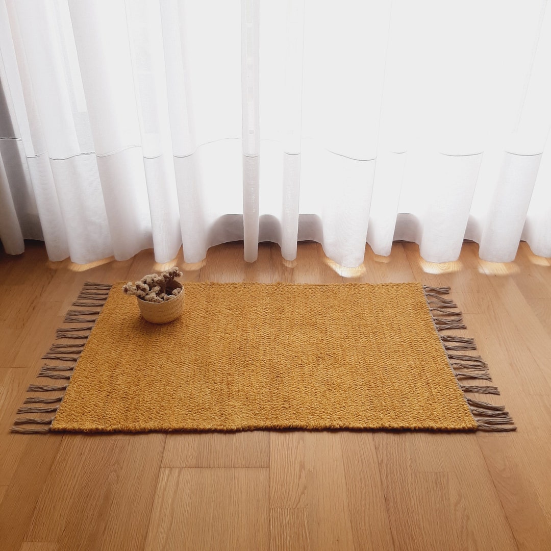 Mini Mustard Yellow Rug / Cotton Rug / Soft Rug / Entryway Rug / Mini ...