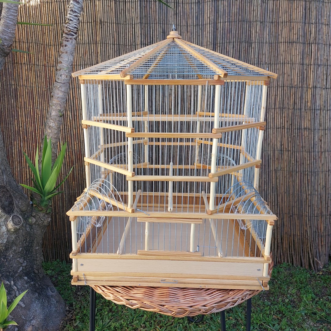 Natural Vintage Bird Cage / Handmade Bird Cage / Rustic Cage / Canary ...
