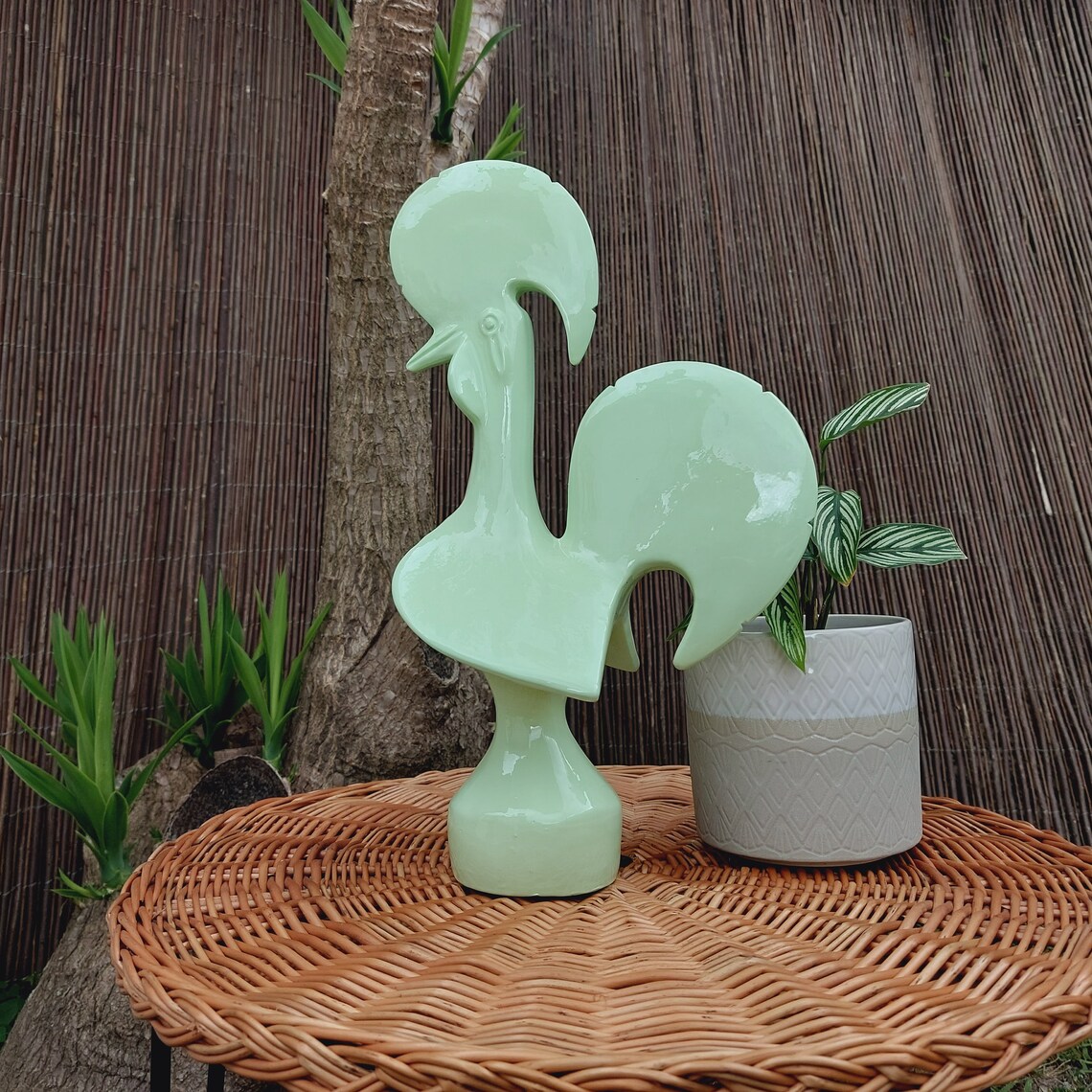 Extra Large Ceramic Rooster / Mint Green Rooster / Portuguese Rooster ...
