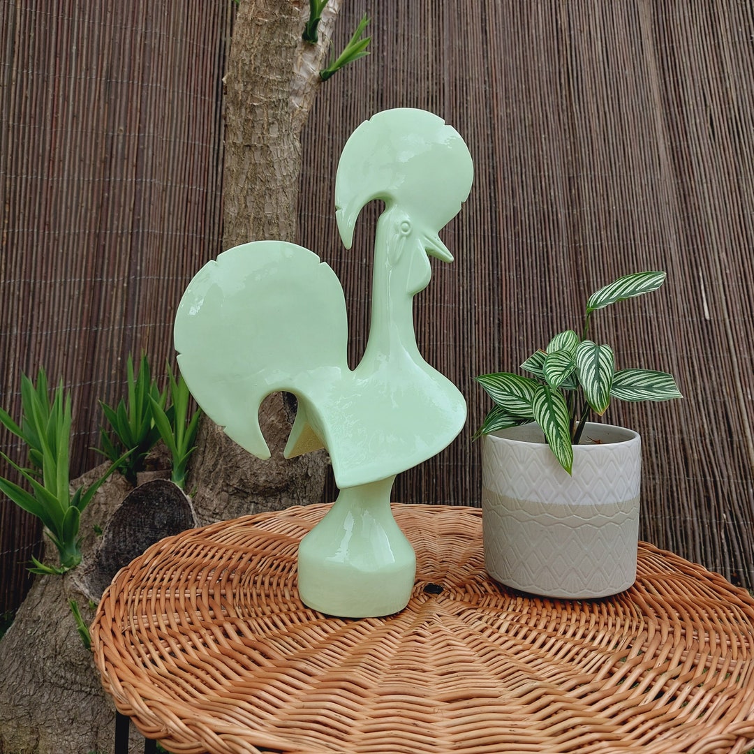 Extra Large Ceramic Rooster / Mint Green Rooster / Portuguese Rooster ...