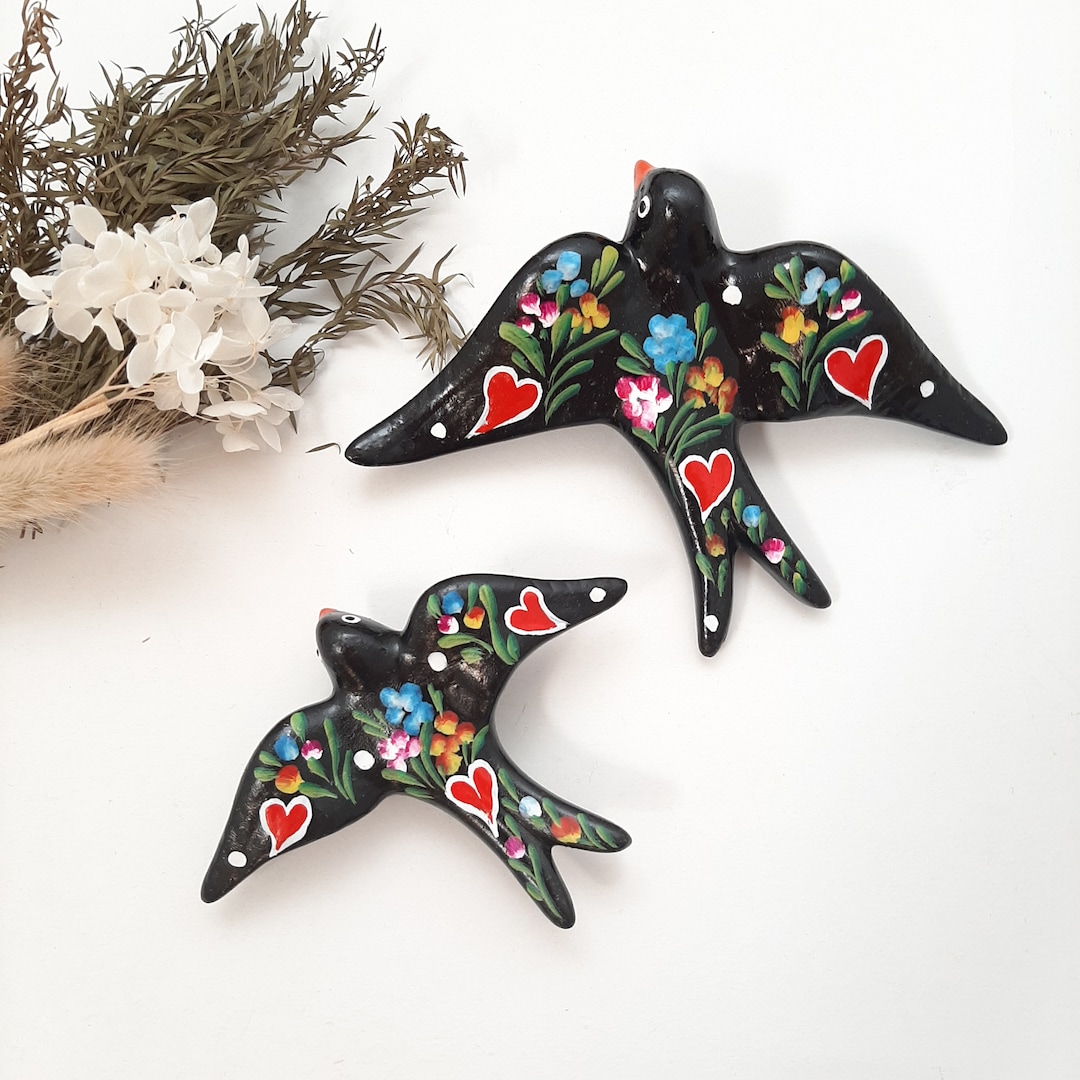 Black Birds / Bird Figurine / Bird Art / Black Swallows / Ceramic ...