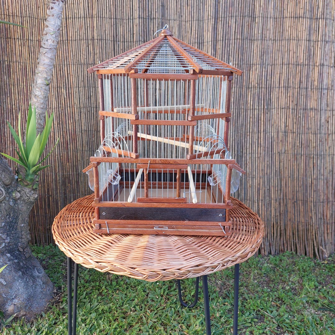 Round Wood Bird Cage / Handmade Cage / Canary Cage / Bird House ...