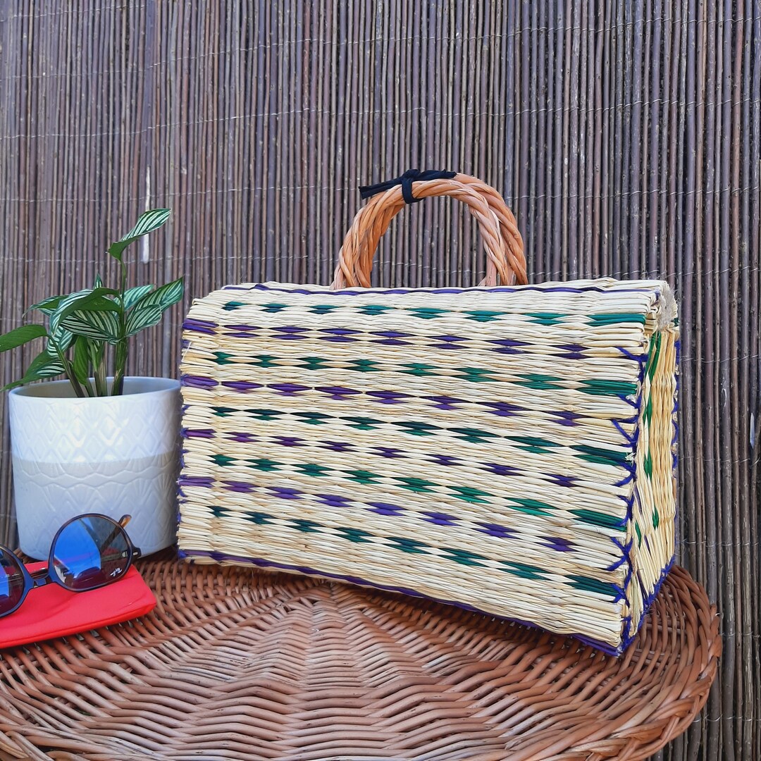 Straw Reed Bag / Summer Bag / Straw Basket / Colorful Basket Bag ...