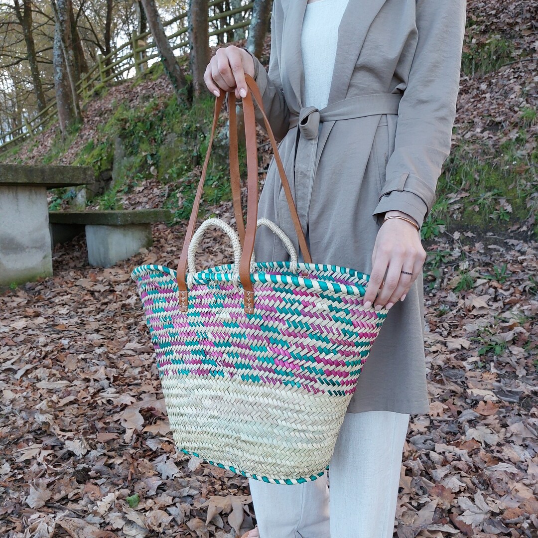 Colorful Bag / Straw Bag / French Market Basket / Straw Tote Bag ...