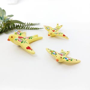 Ceramic Yellow Bird With Hearts / Ceramic Handmade / Ceramic Bird ...