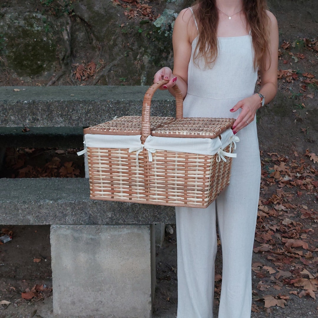 Wicker Picnic Basket / Picnic Basket With Lid / Camping Basket ...