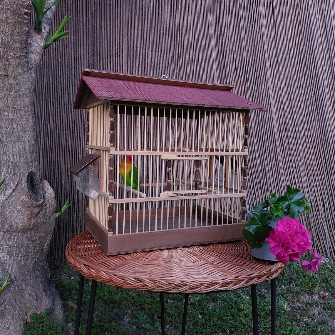 Handmade Bird Cage / Wooden Bird Cage Bamboo / Canary Cage / - Etsy