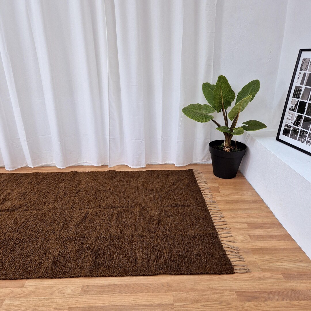 Cocoa Brown Rug 100x150cm / Soft Rug / Cotton Rug / Living Room Rug ...