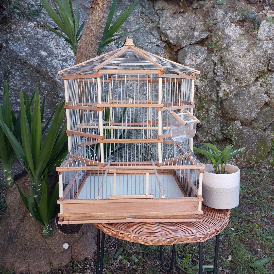 Natural Vintage Bird Cage / Handmade Bird Cage / Rustic Cage / Canary ...