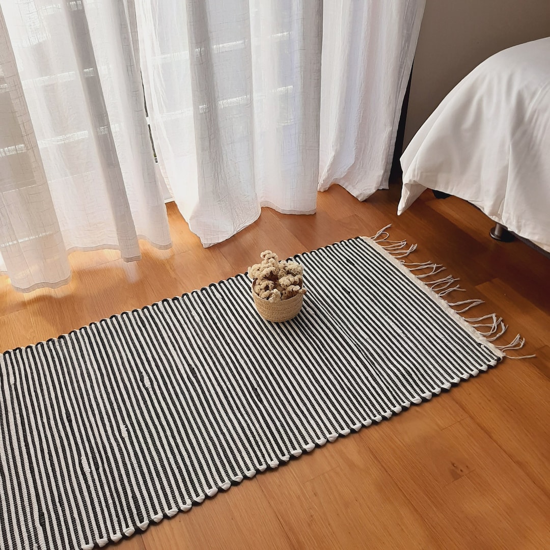 Small Black and White Rug / Handwoven Rug / Laundry Rug / Entry Rug ...