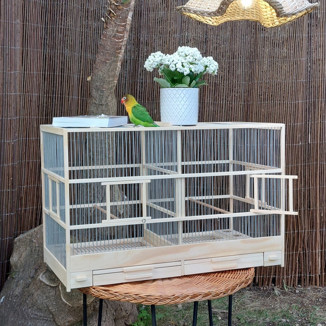 Large Rectangular Bird Cage Full Handmade Wood Bird Cage Decorative Bird Cage Canary Cage Bird House Parakeet Cage Aviary Etsy UK