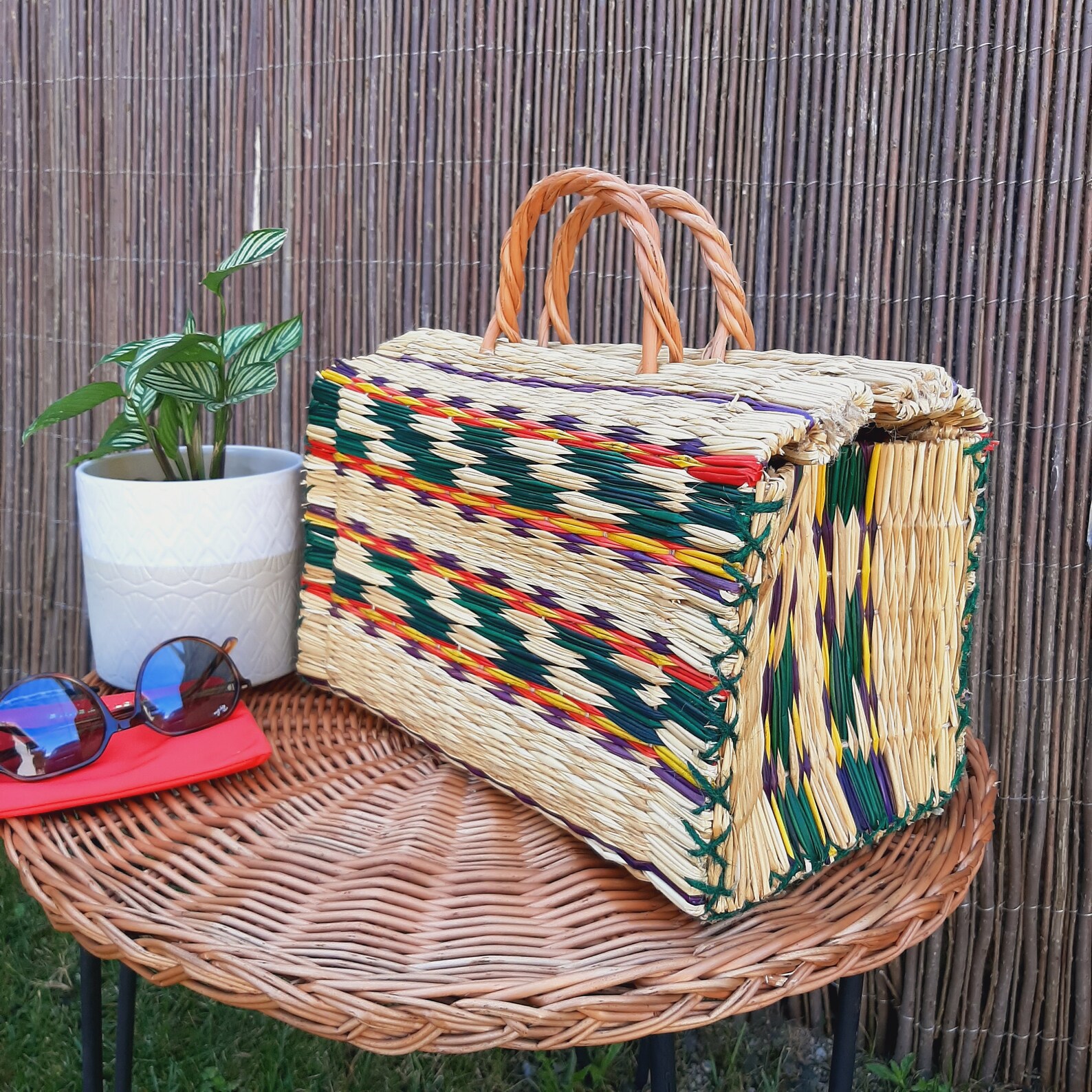 Multicolor Bag / Reed Straw Bag / Summer Bag / Woman Bag / - Etsy